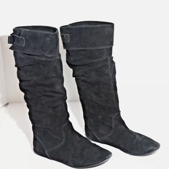 Steve Madden | Shoes | Steve Madden Black Suede Leather Slouch Boots ...